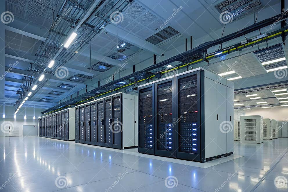 Large Scale Supercomputer Interior Showcasing Advanced Data Processing ...