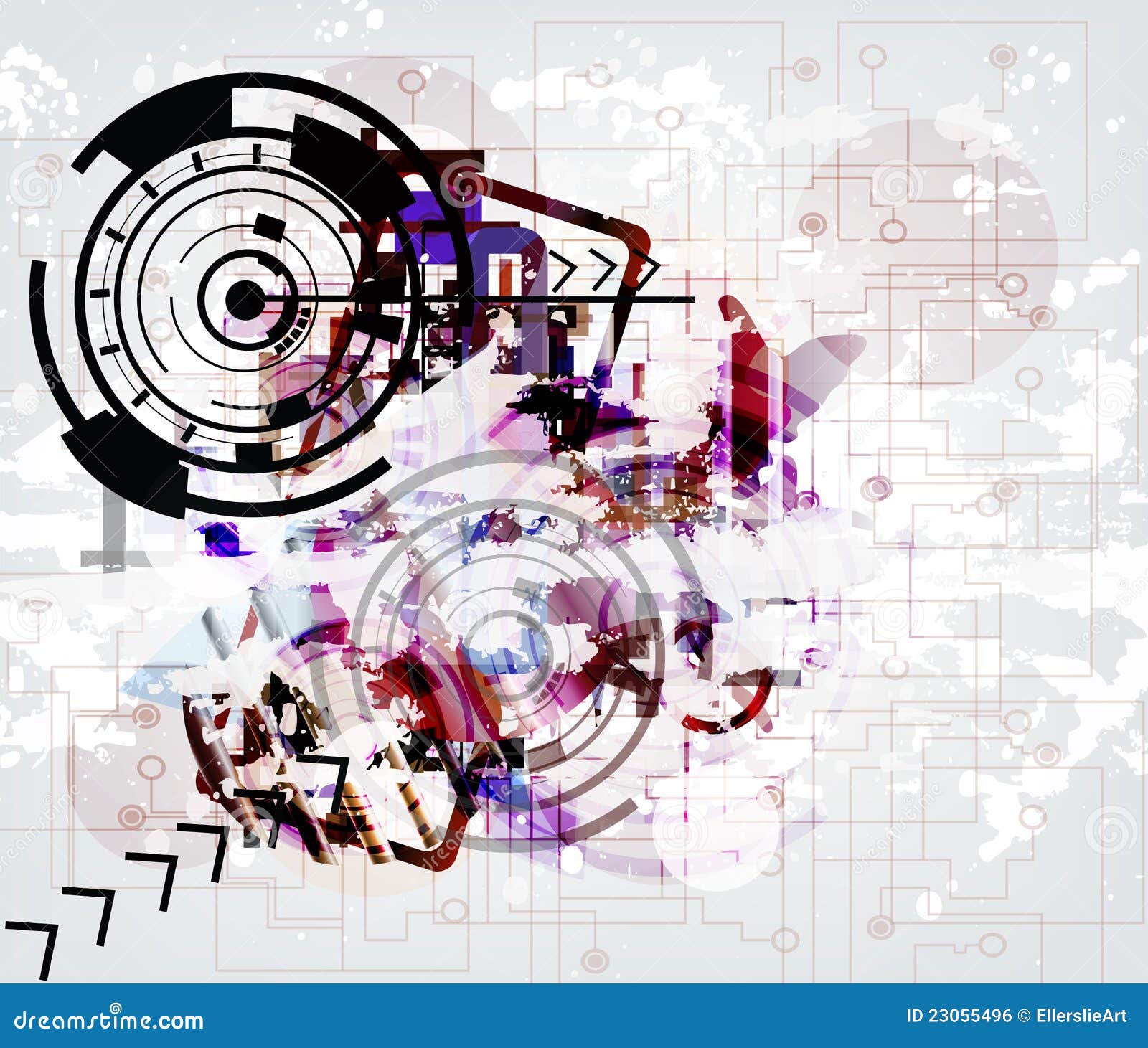 Technologic Background With Circuit Brain Cartoon Vector ...