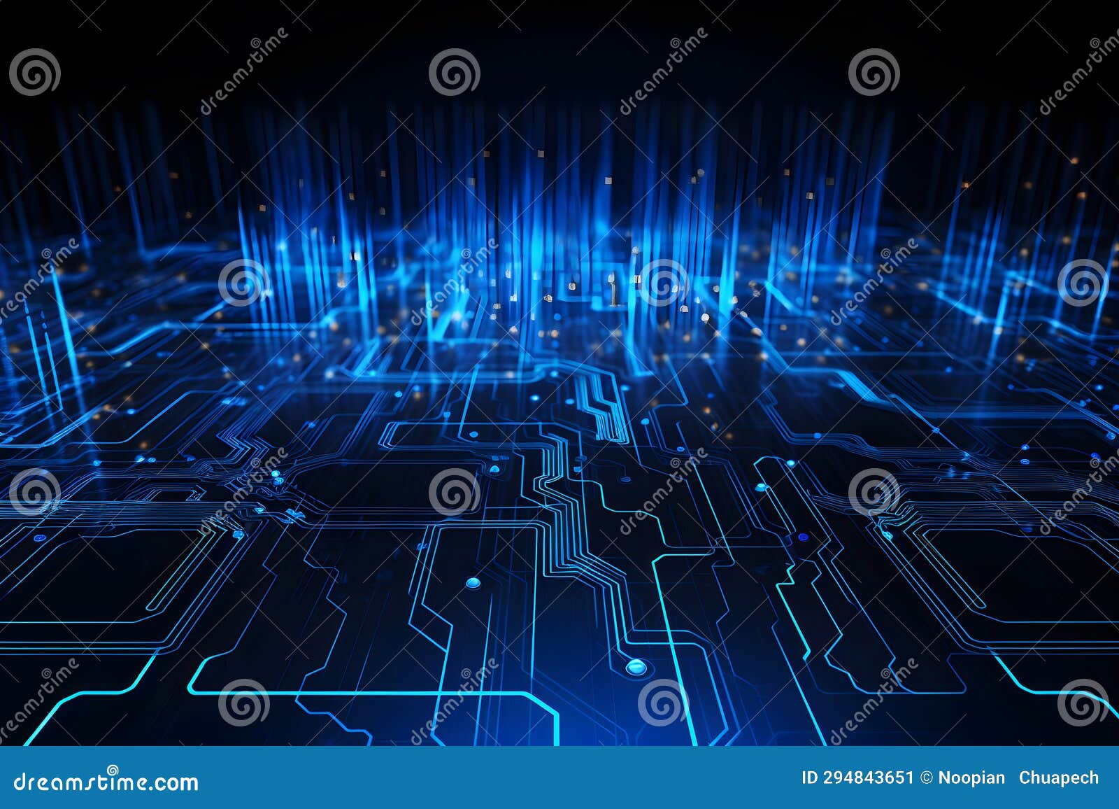 High Tech Technology Background Many Electronic Components are Blue ...