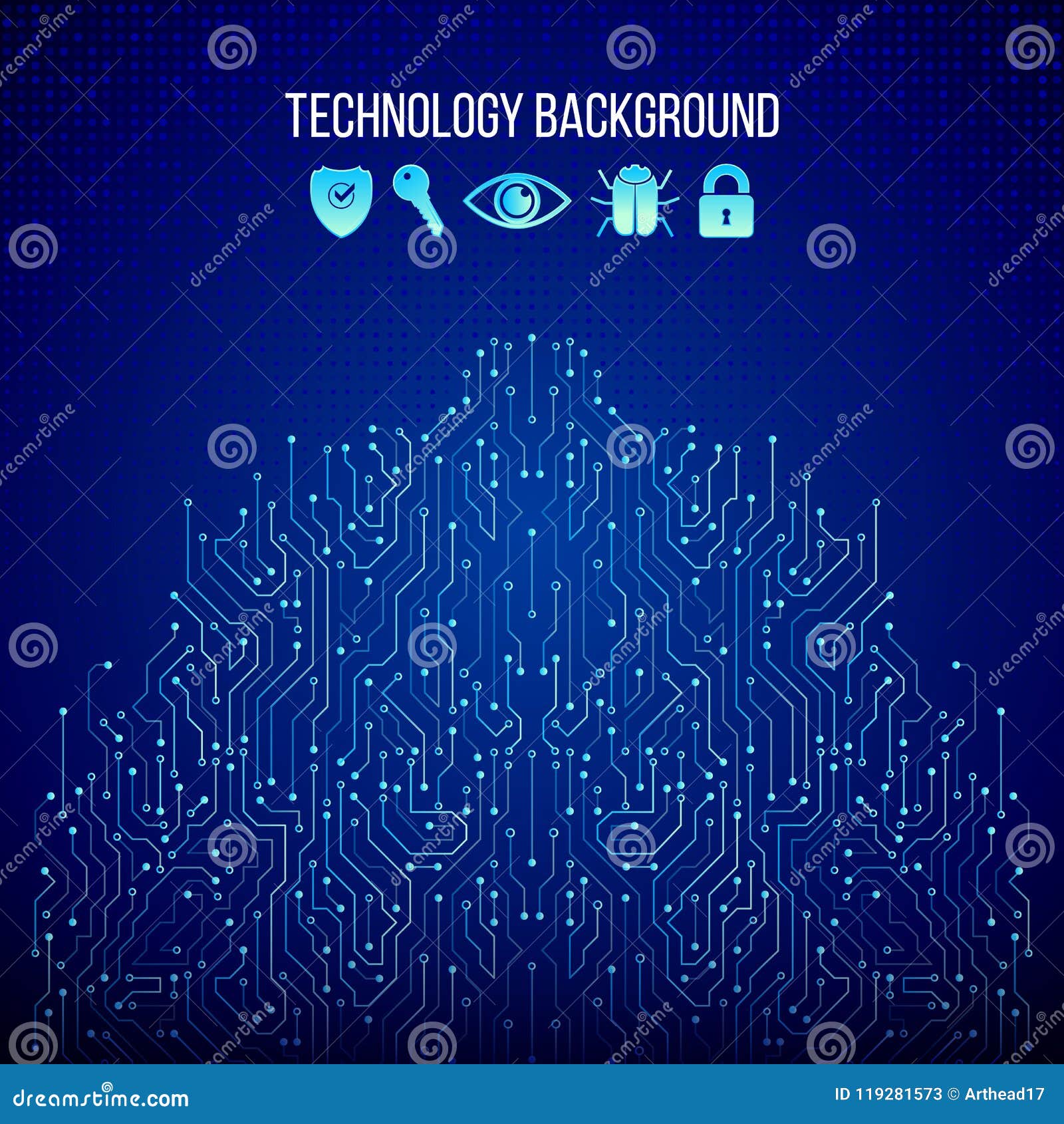 High-tech Technology Texture On The Blue Background. Stock Vector ...