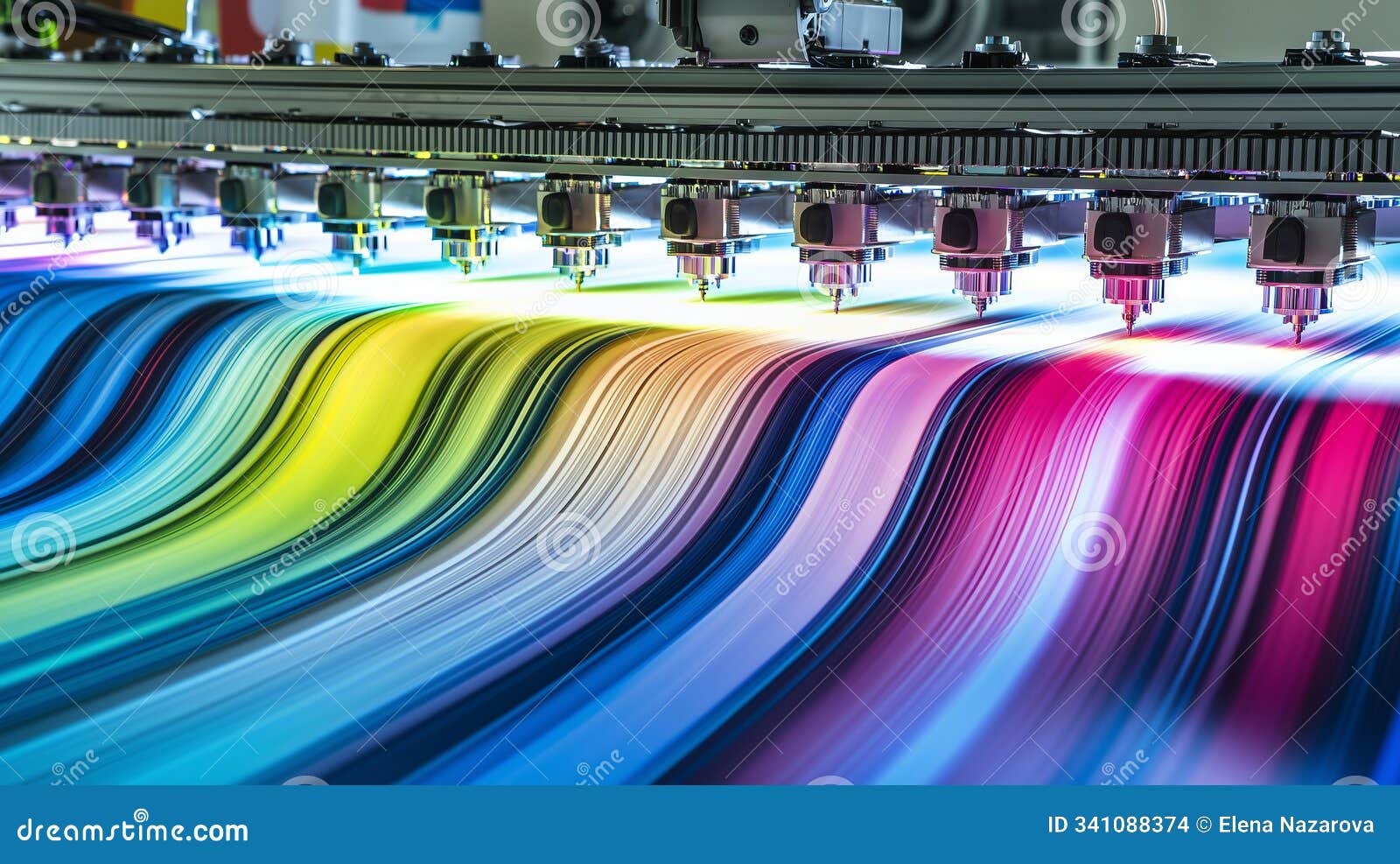 High-tech Textile Printing Machine Creating Vibrant Multicolored Fabric ...