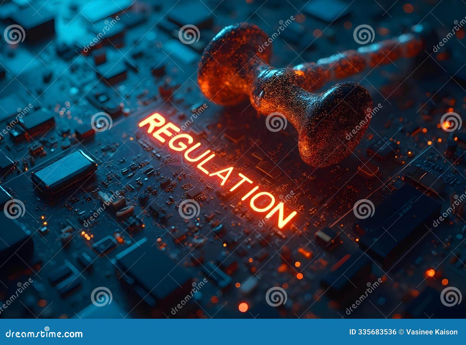 The High-tech Theme of Digital Law and Justice, a Gavel and Text ...