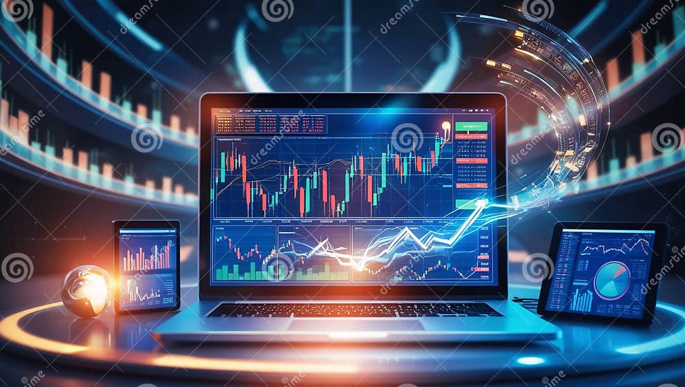 High-Tech Trading Dashboard with Real-Time Financial Charts, Graphs, and Analysis Tools Stock ...