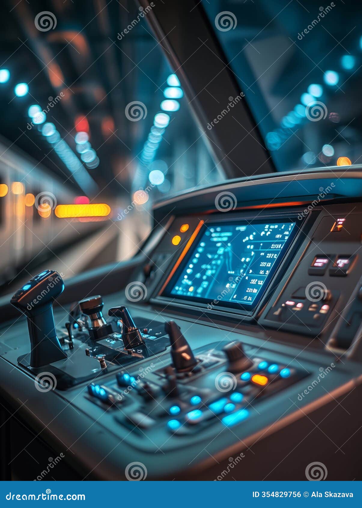 High-tech Train Cockpit Interior Showcasing Modern Controls and ...