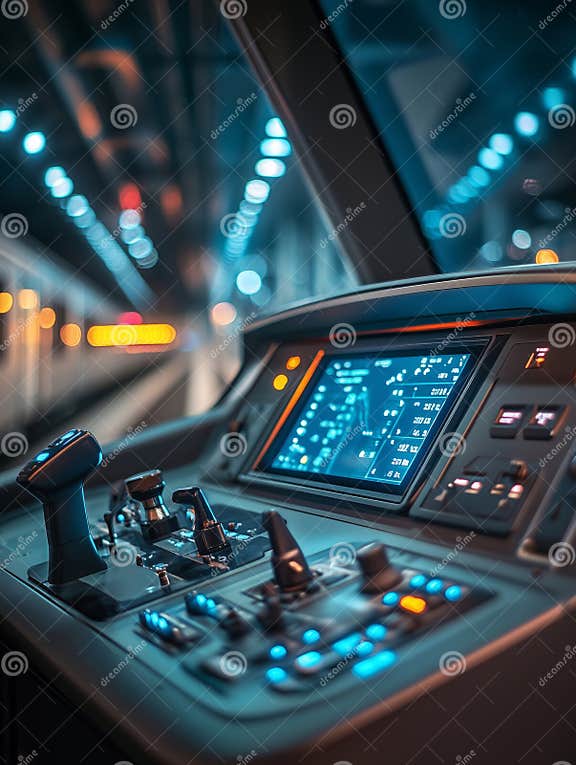 High-tech Train Cockpit Interior Showcasing Modern Controls and ...