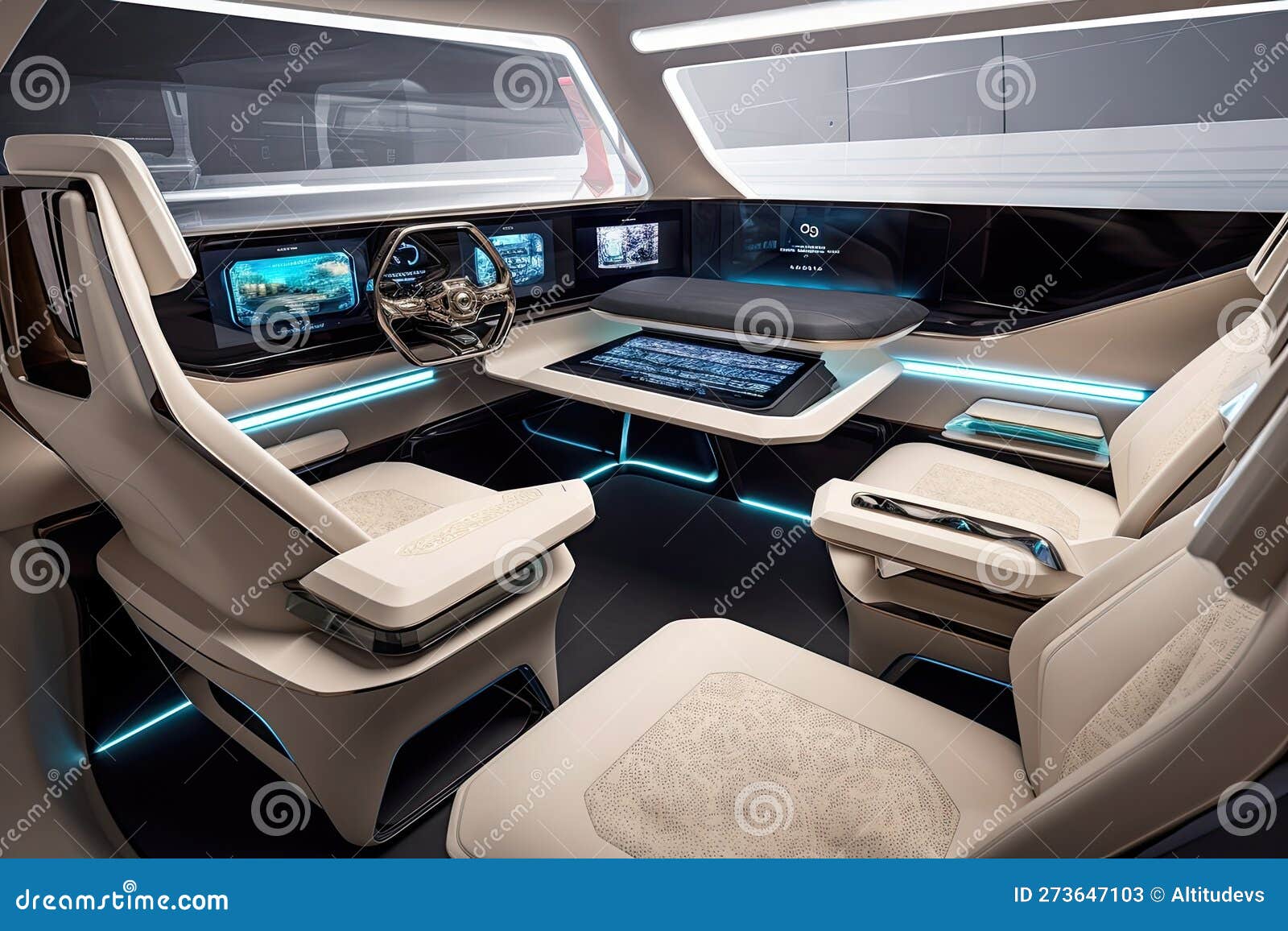 High-tech Vehicle Interior, with Touch Screen Displays and Holographic ...