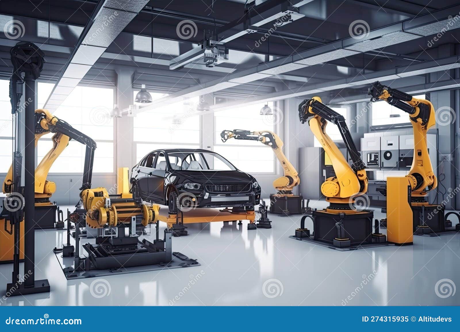High-tech Vehicle Workshop, with Robots and Advanced Tools for Customization Stock Image - Image ...