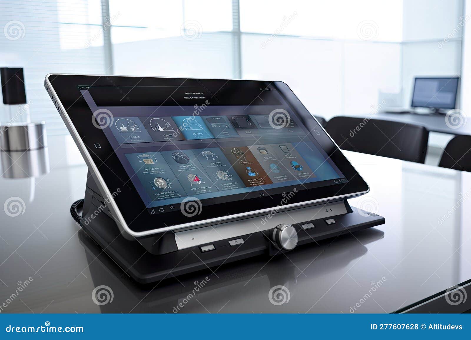 High-tech Video Conferencing System, Featuring Sleek Tablet with Touch ...
