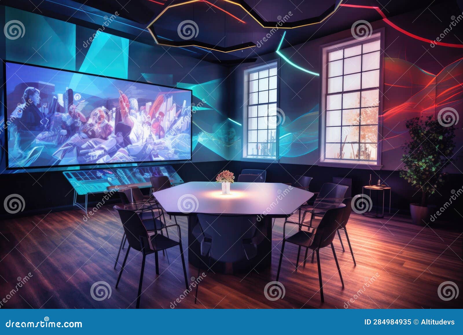 High-tech Virtual Meeting Room with Projection Mapping Stock ...