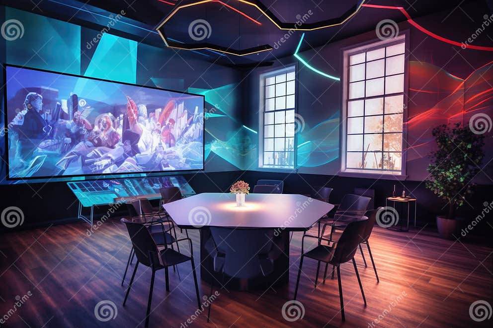 High-tech Virtual Meeting Room with Projection Mapping Stock ...