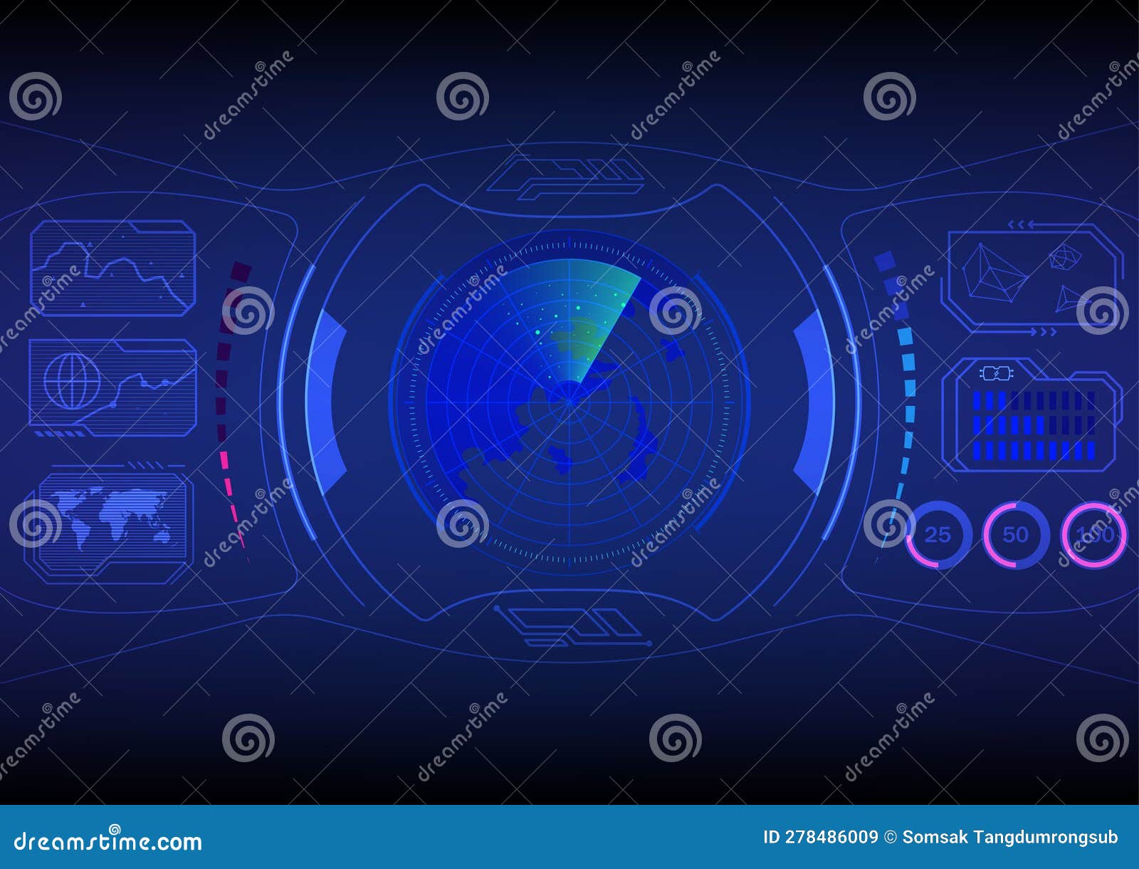 Radar Scan Abstract Technology Background Vector Illustration ...