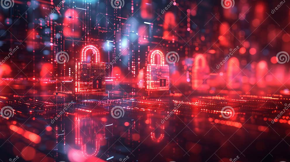 High-tech Visualization of Cyber Security Technology with Digital Locks ...