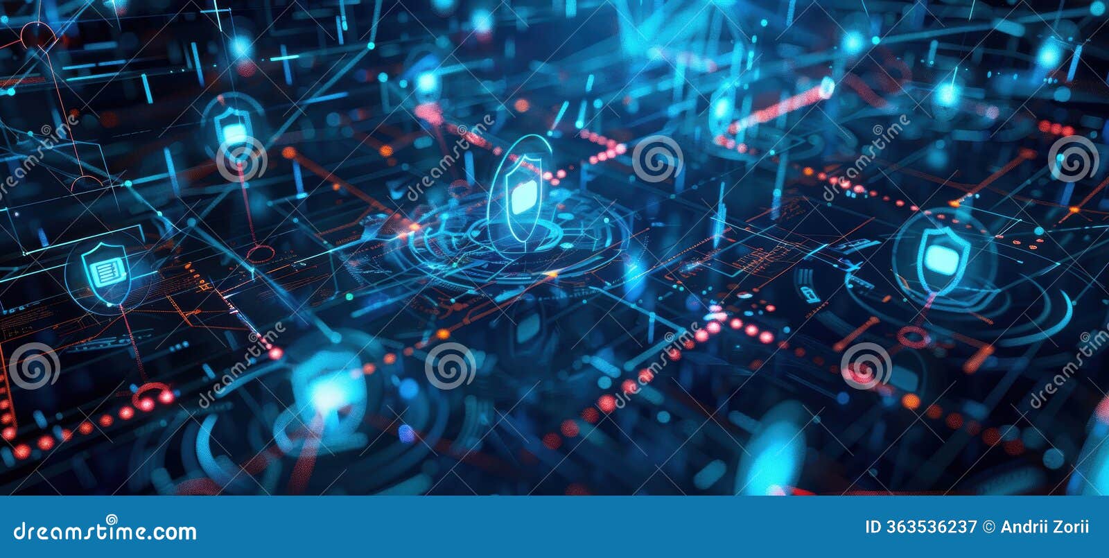 Futuristic Cybersecurity Visualization With Digital Firewalls And ...