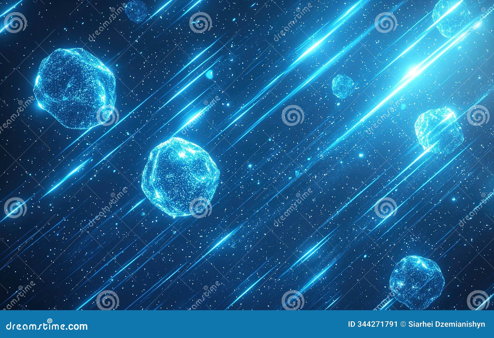 High-tech Visualization of Glowing Particles Moving through Space in a ...