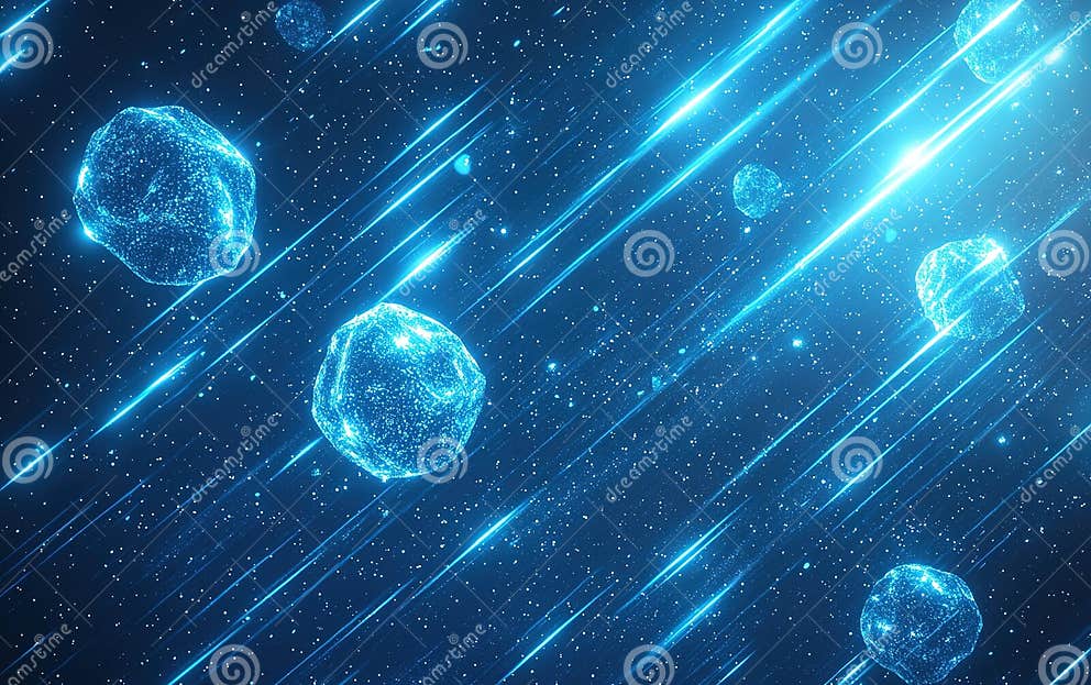 High-tech Visualization of Glowing Particles Moving through Space in a ...