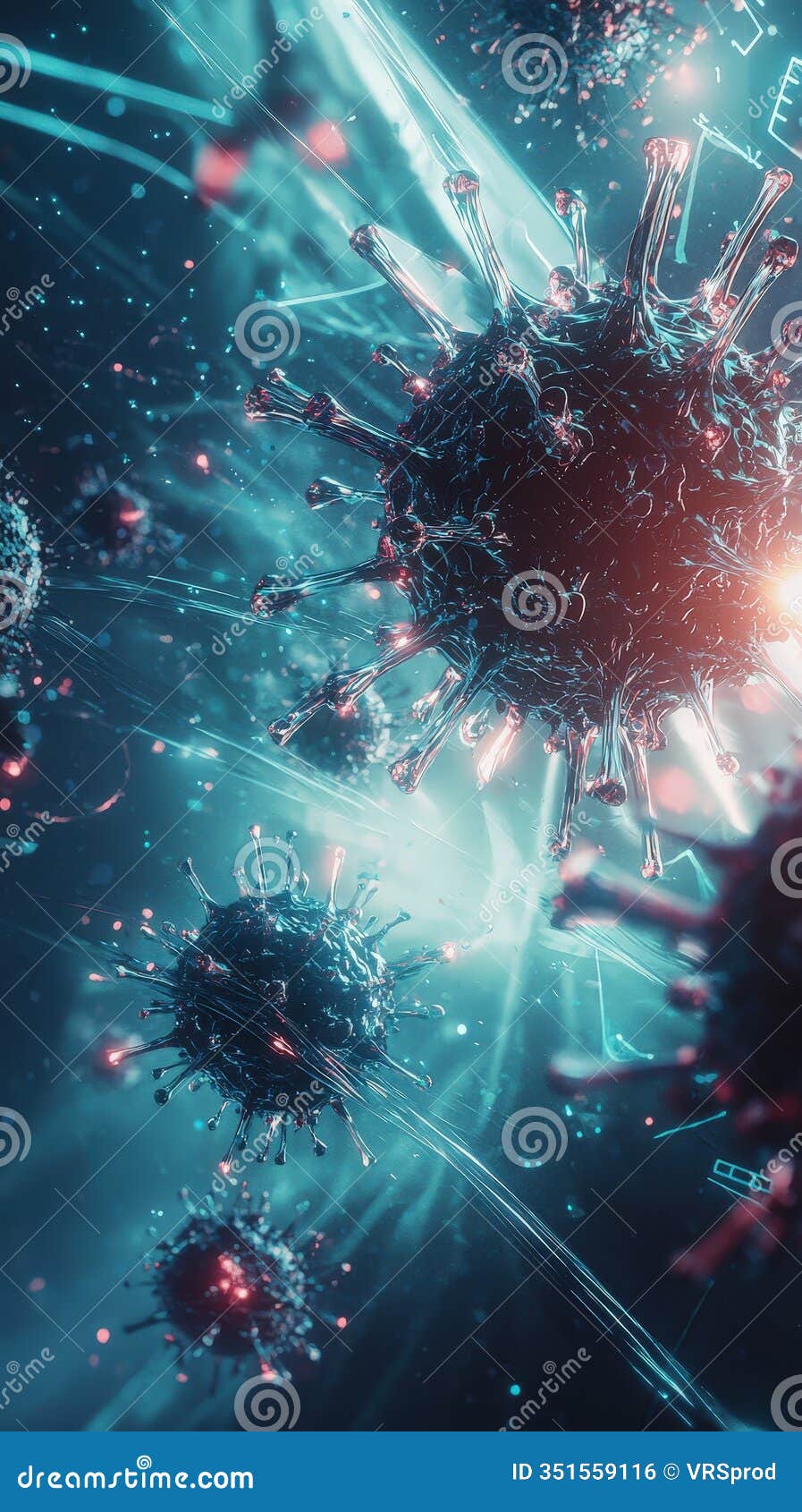 High-tech Visualization of Viruses in Digital Space Stock Photo - Image ...