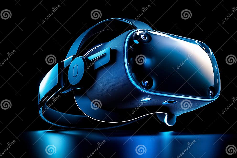 A High-tech VR Headset Glimmers Blue, Inviting Users into a Chaotic ...