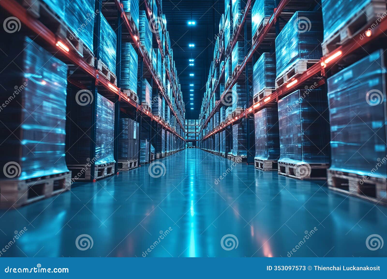 High Tech Warehouse with Automated Systems and Organized Pallets Stock ...