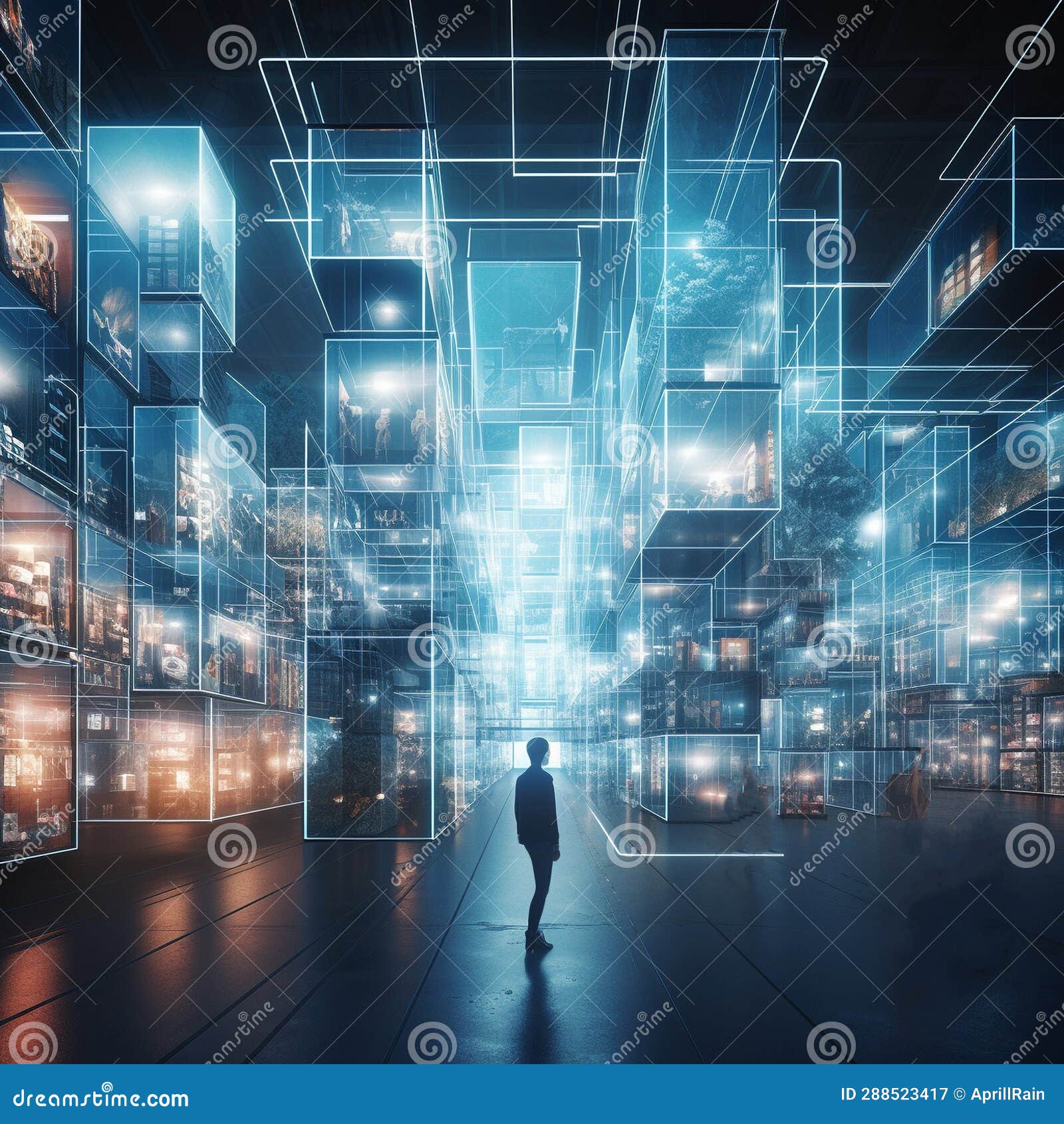 High-tech Warehouse of the Future Stock Illustration - Illustration of ...