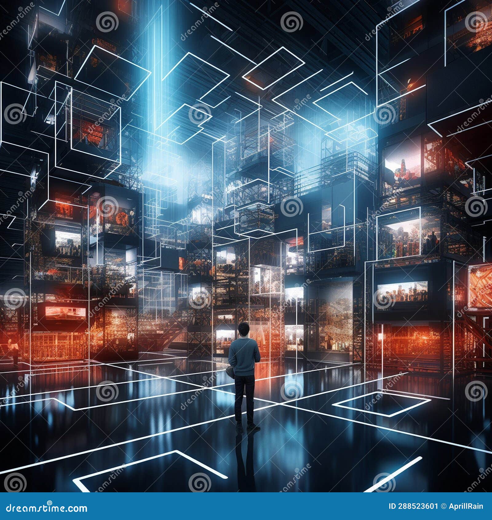 High-tech Warehouse of the Future Stock Illustration - Illustration of ...