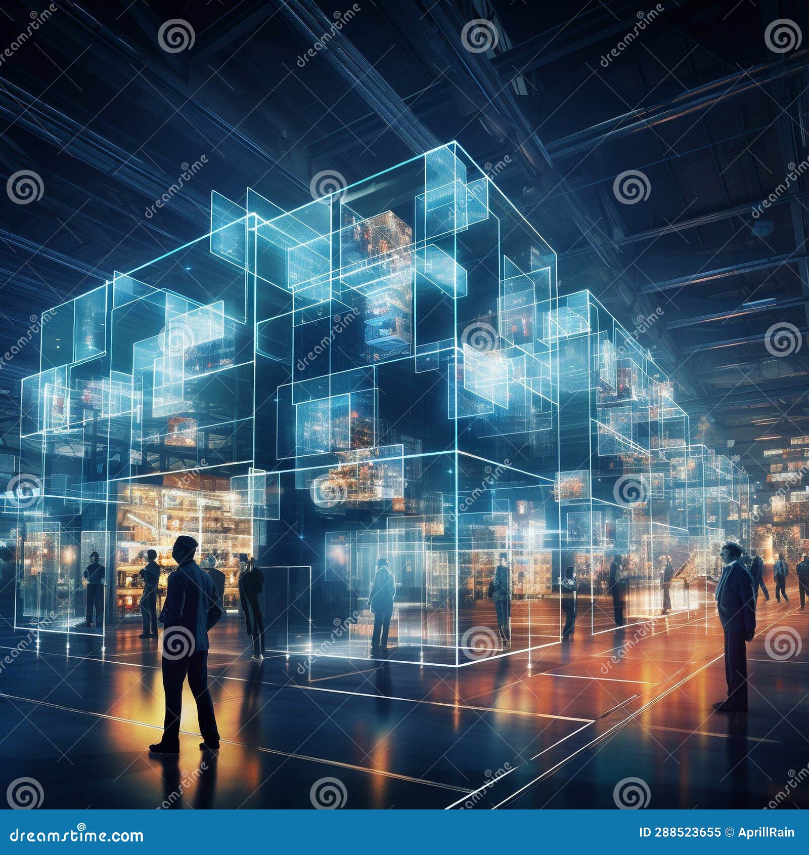 High-tech Warehouse of the Future Stock Illustration - Illustration of ...