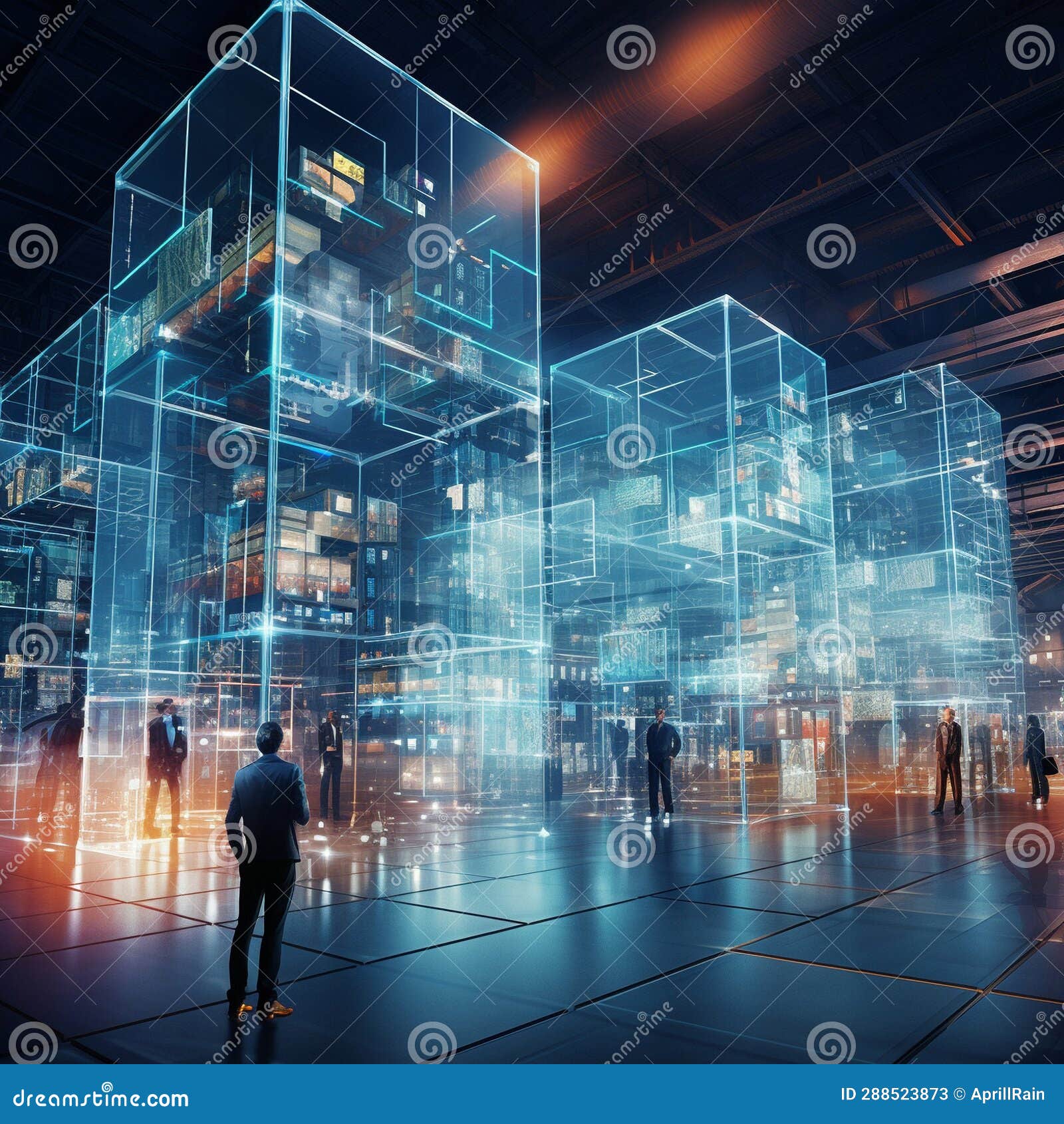 High-tech Warehouse of the Future Stock Illustration - Illustration of ...