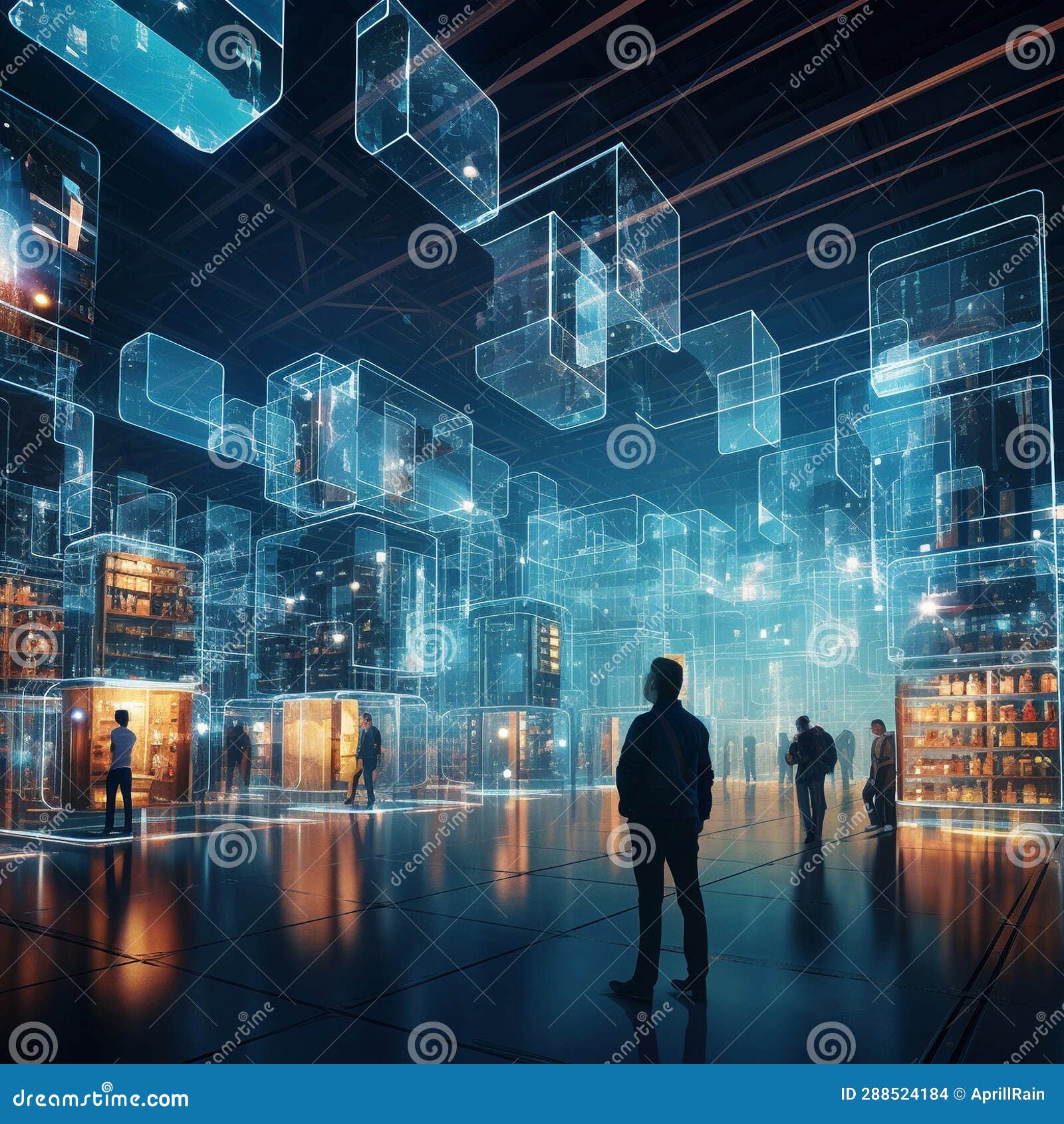 High-tech Warehouse of the Future Stock Illustration - Illustration of ...