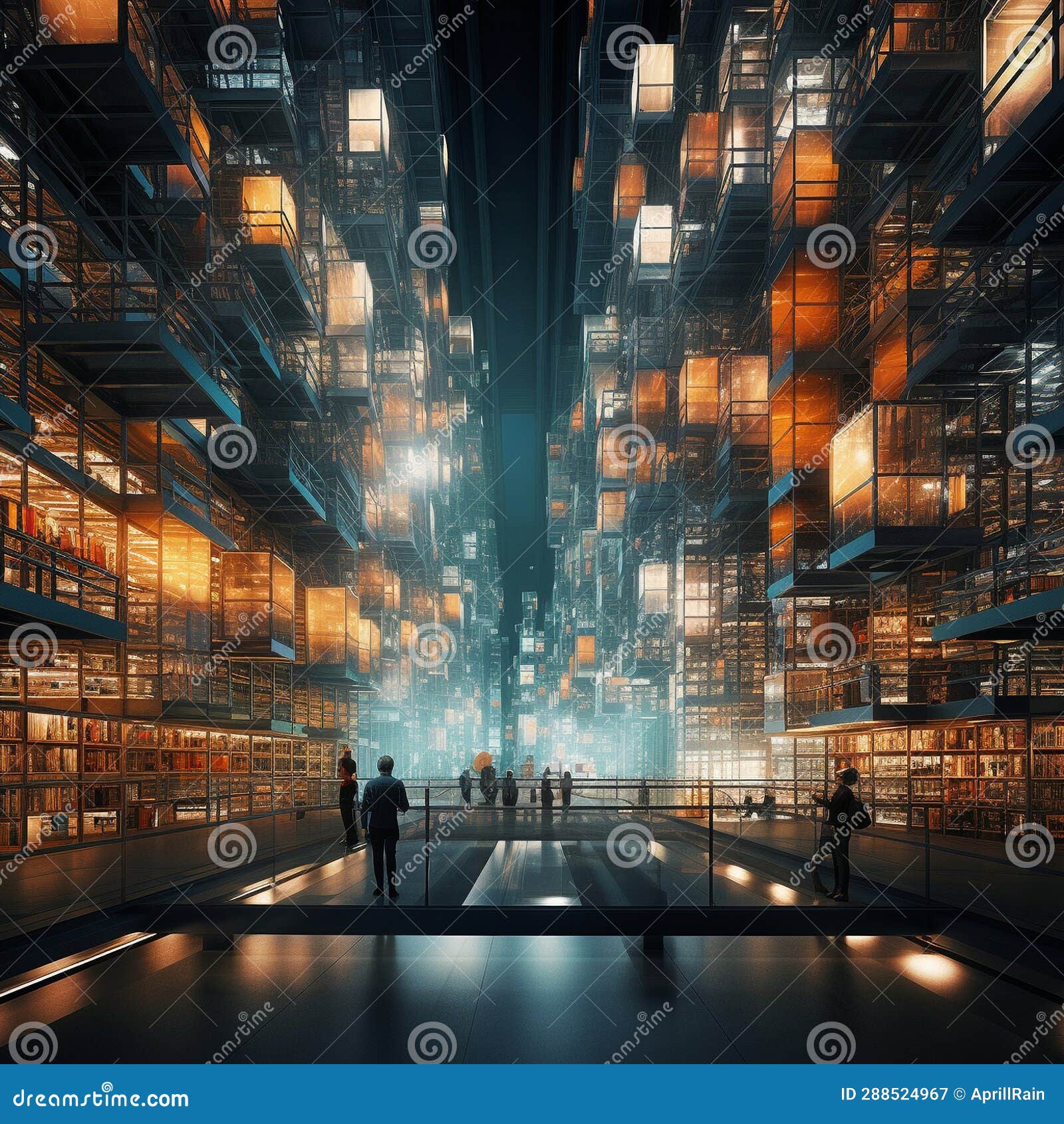 High-tech Warehouse of the Future Stock Illustration - Illustration of ...