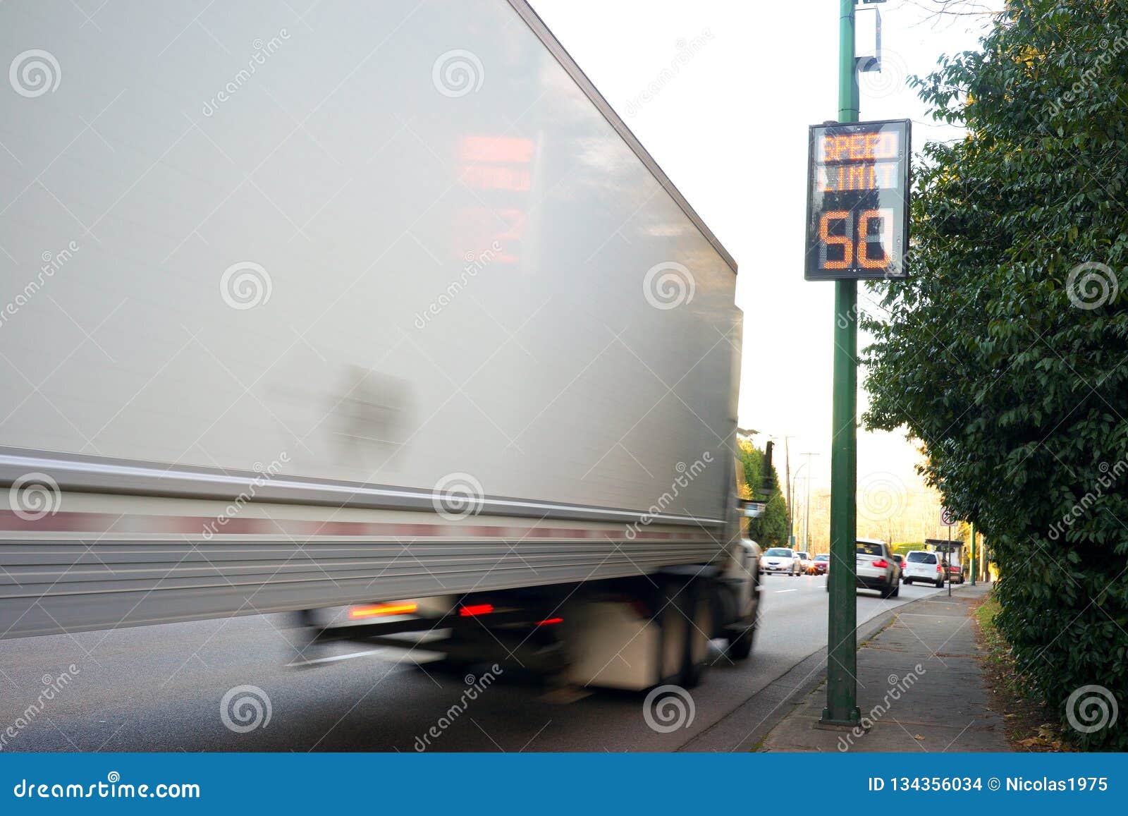 High Tech Warning Speed Sign Truck Stock Photo - Image of limit, flash ...