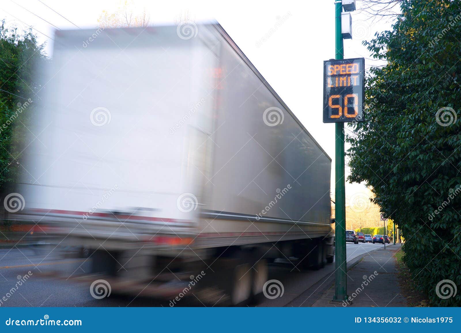 High Tech Warning Speed Sign Truck Lorry Stock Photo - Image of caution ...
