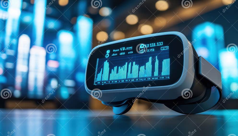 High-tech Wearable Device Displays Data Analytics in a Modern Workspace ...