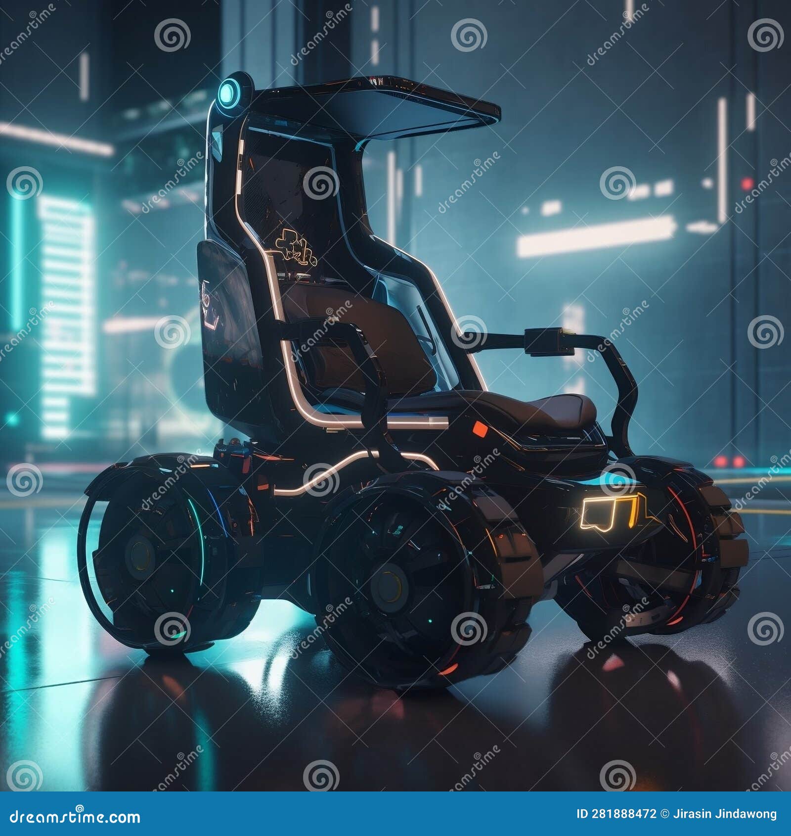A High-tech Wheelchair, Illustration, Generative AI Stock Illustration ...