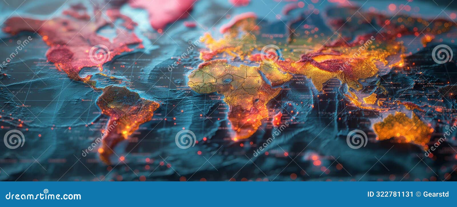 High-Tech World Map with Data Layers Stock Image - Image of world ...