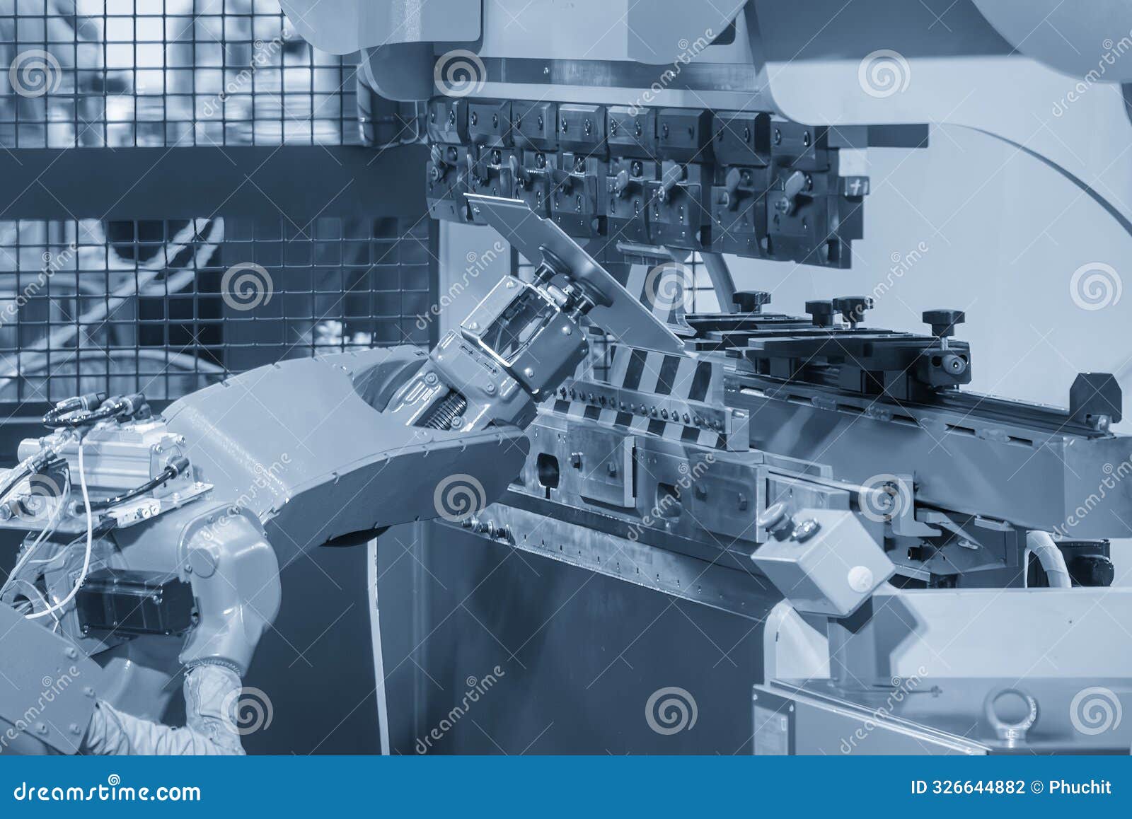 High Technology Bending Machine Operation with Robotic System Stock ...
