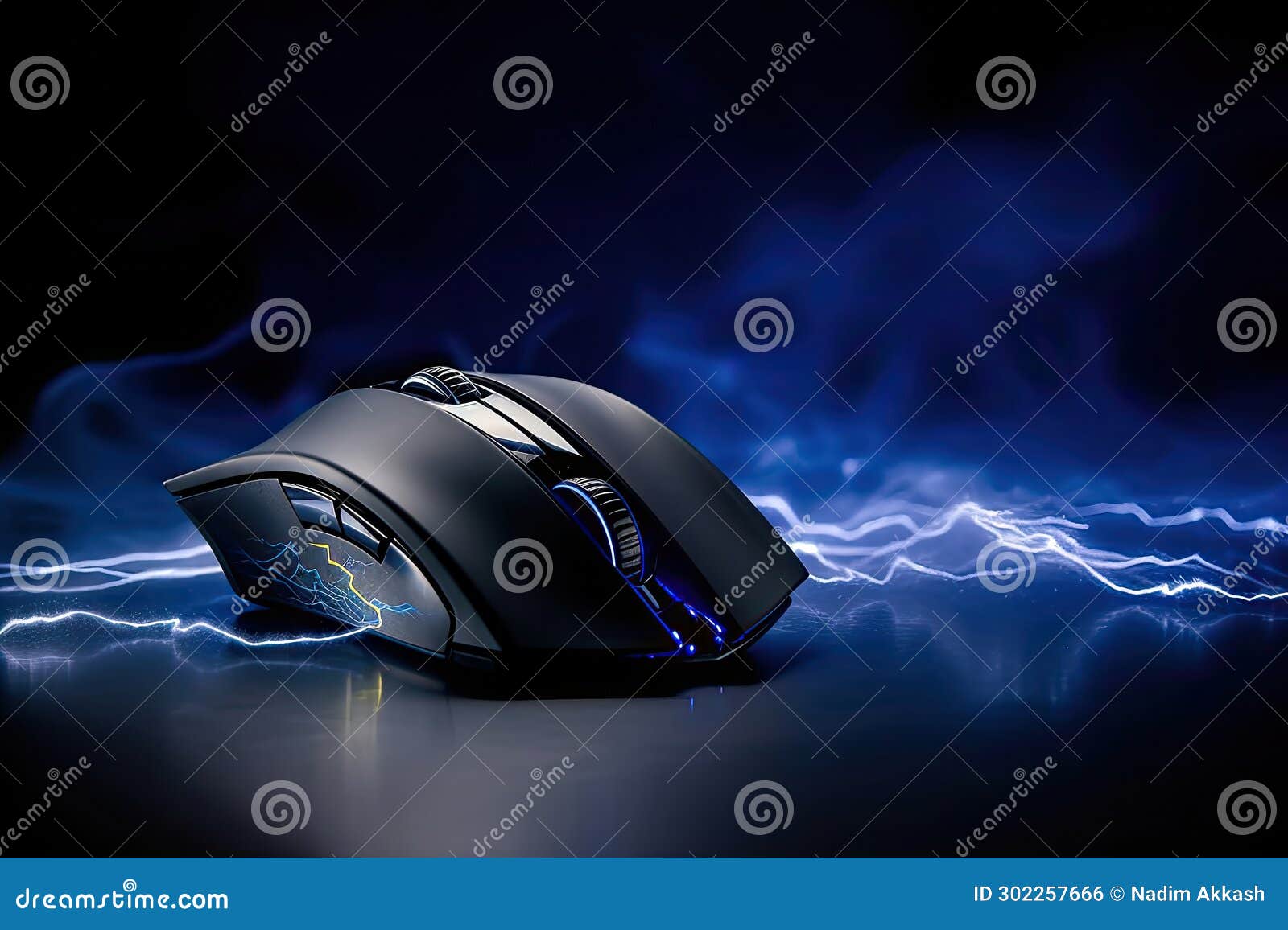 High Technology Computer Gaming Mouse Dark Blue Tone Stroke Lightning ...