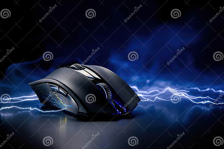 High Technology Computer Gaming Mouse Dark Blue Tone Stroke Lightning ...
