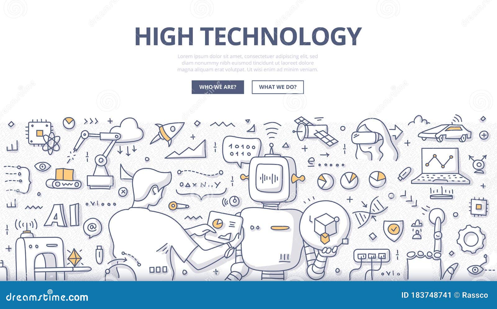 High Technology Doodle Concept Banner Stock Vector - Illustration of ...