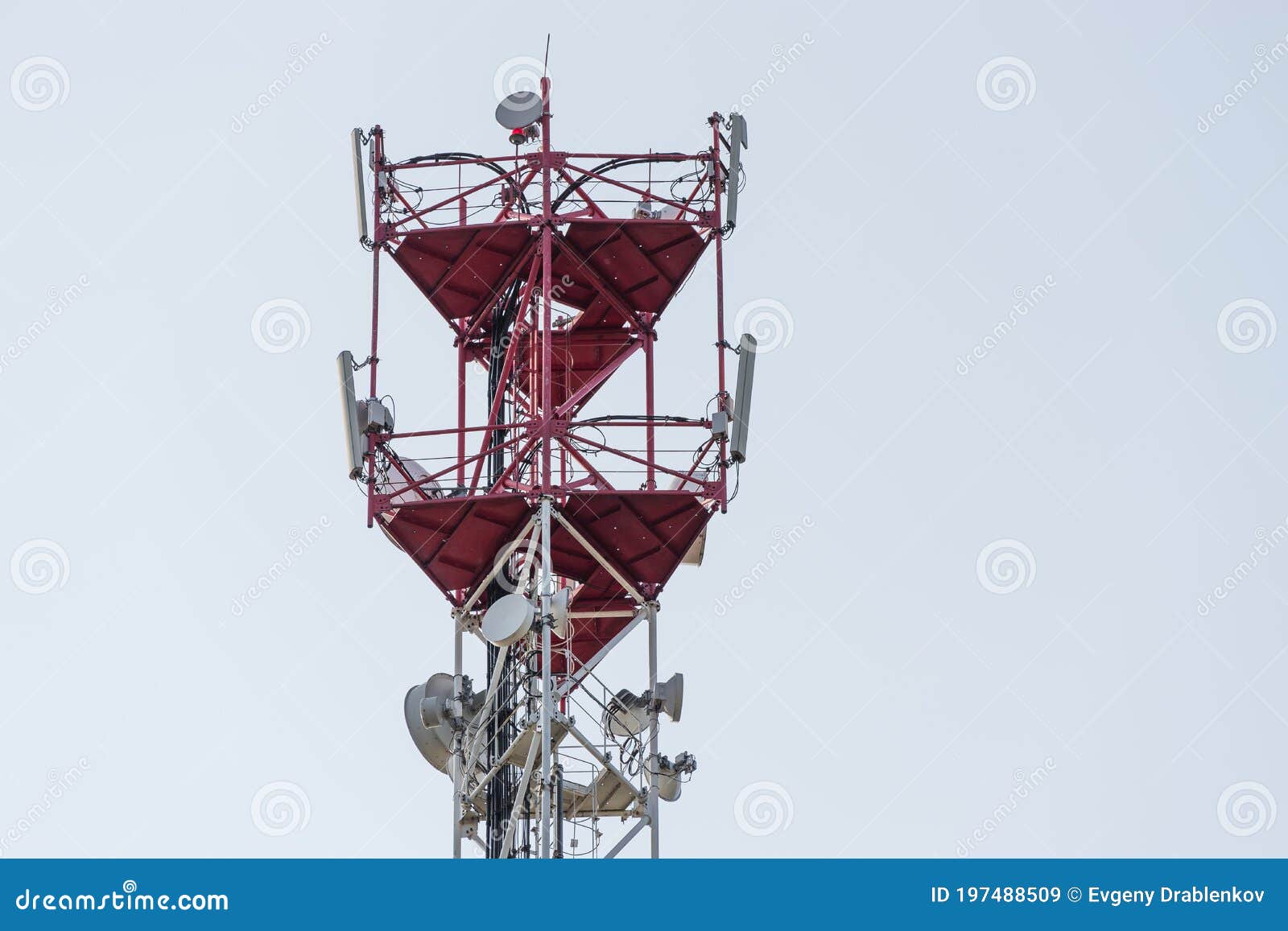 High Telecommunication Cell Tower Antenna Space for Copy Stock Image ...
