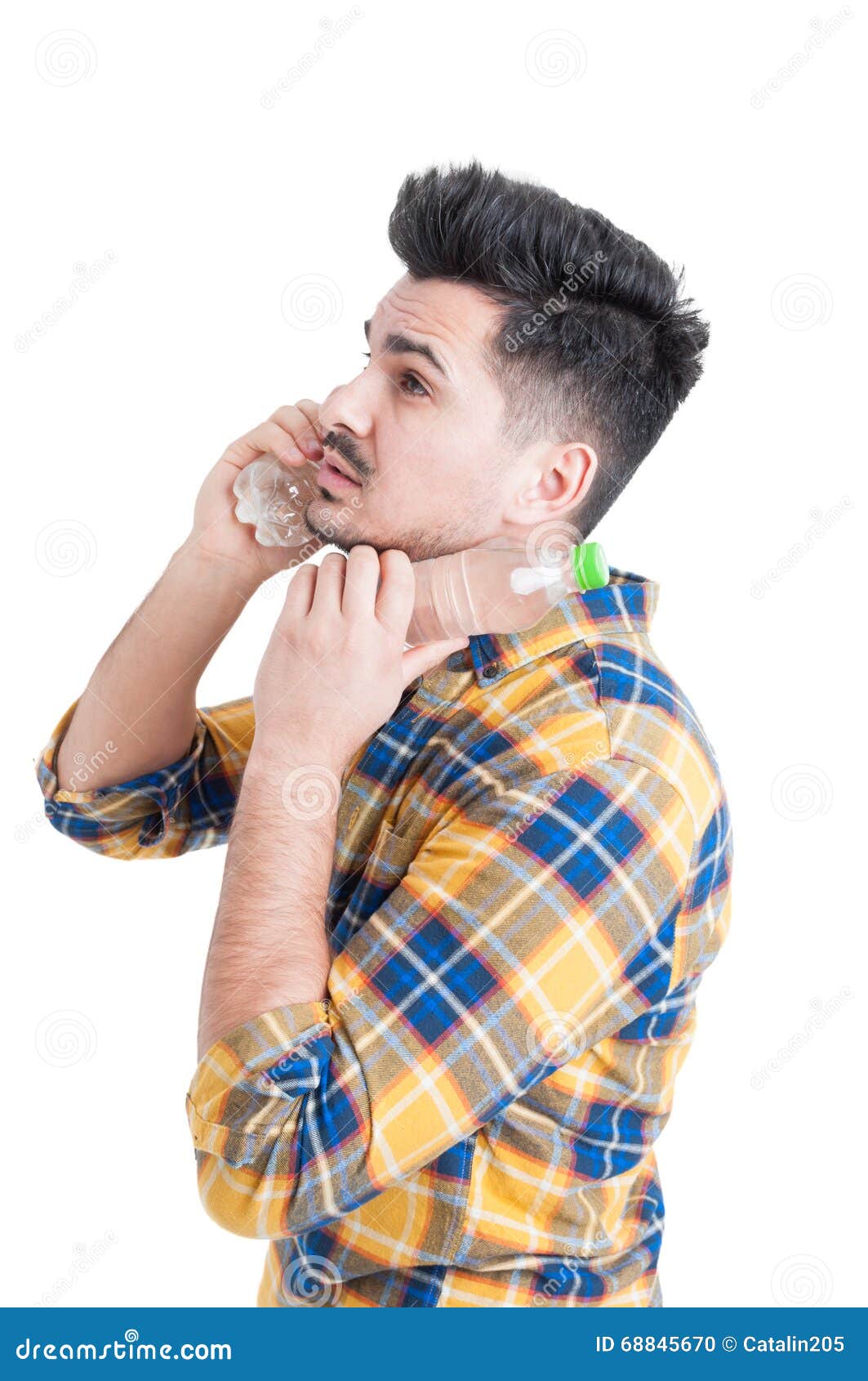 High Temperature Concept with Handsome Man and Cold Water Stock Photo ...