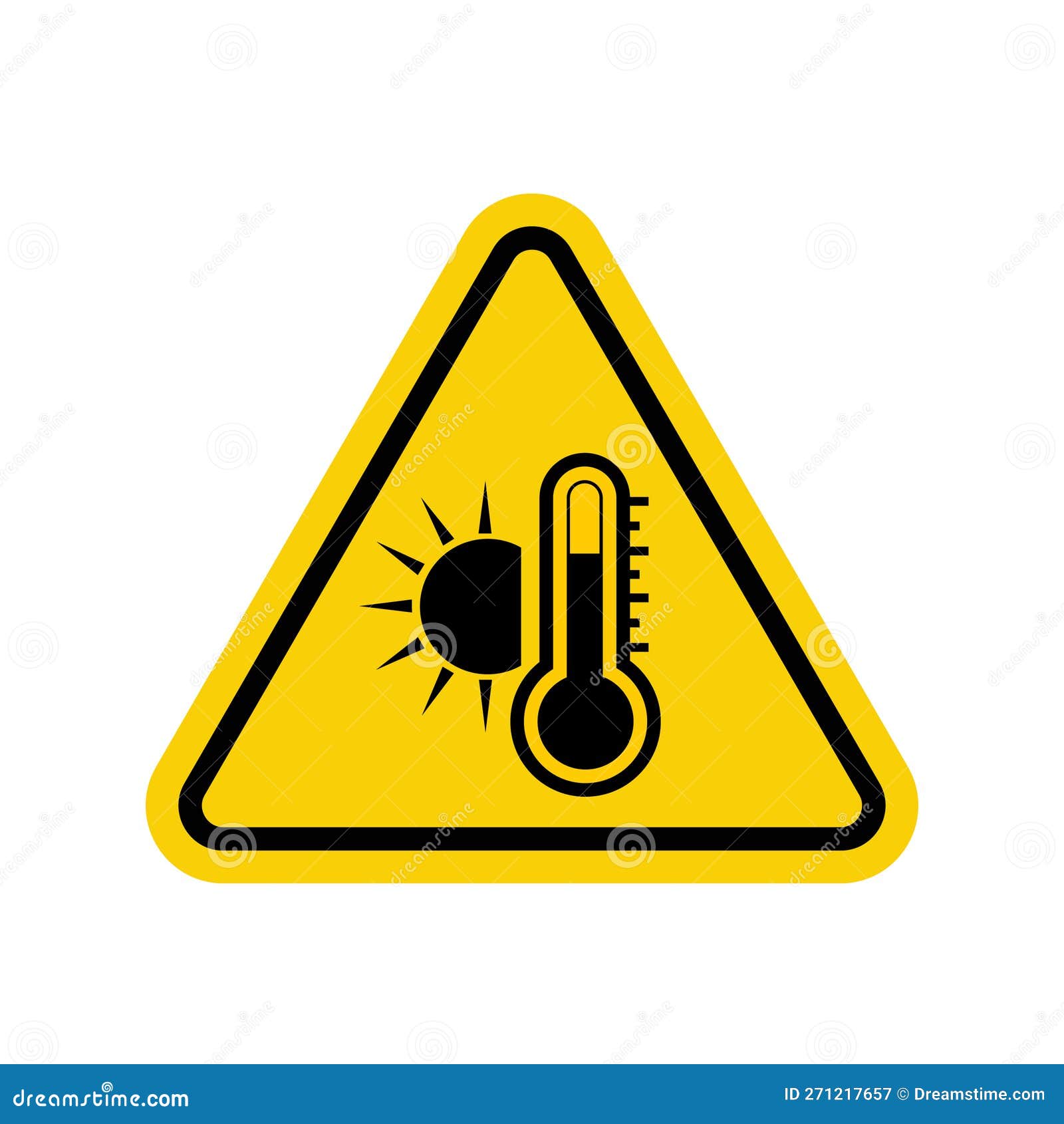 High Temperature Sign. Warning Yellow Triangle with the Image of the ...