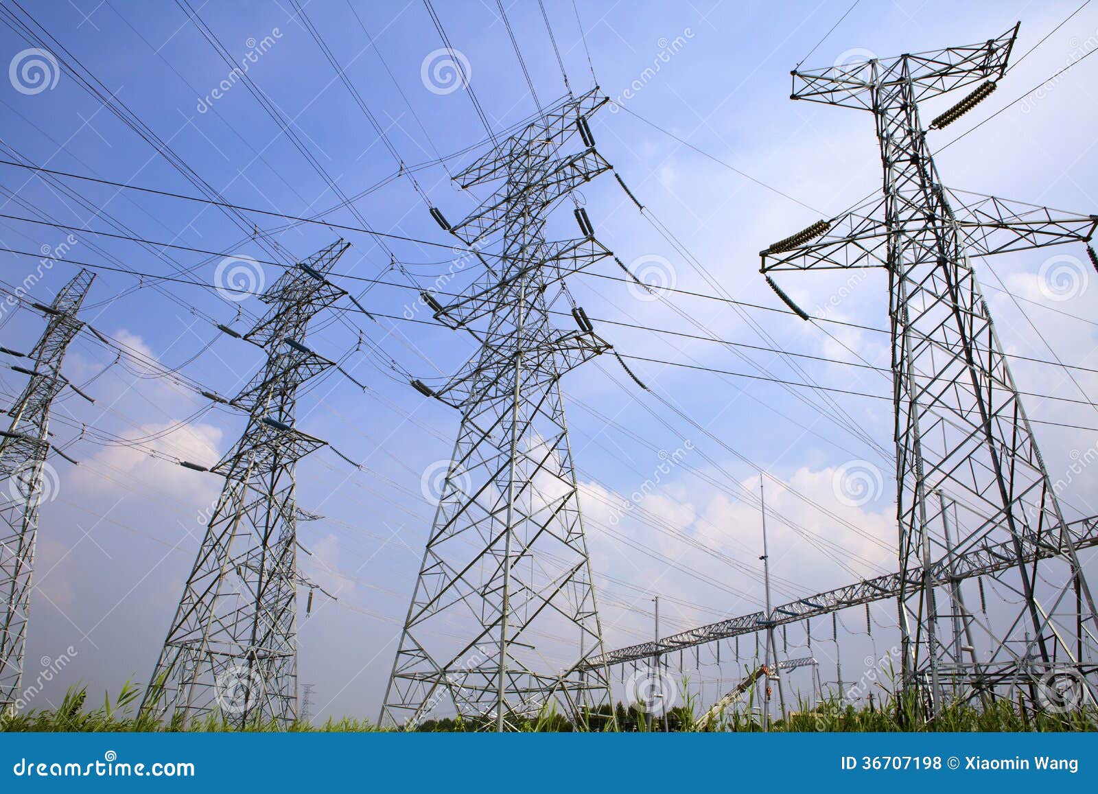 High-tension line stock photo. Image of electrical, construction - 36707198