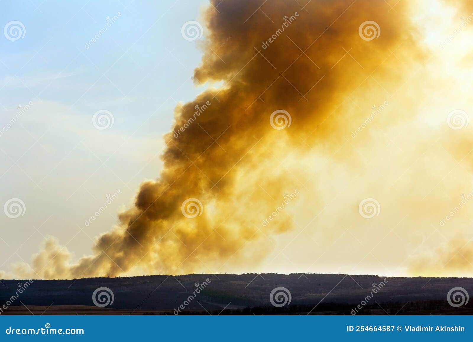 High Thick Smoke during a Fire in the Steppe Stock Image - Image of ...