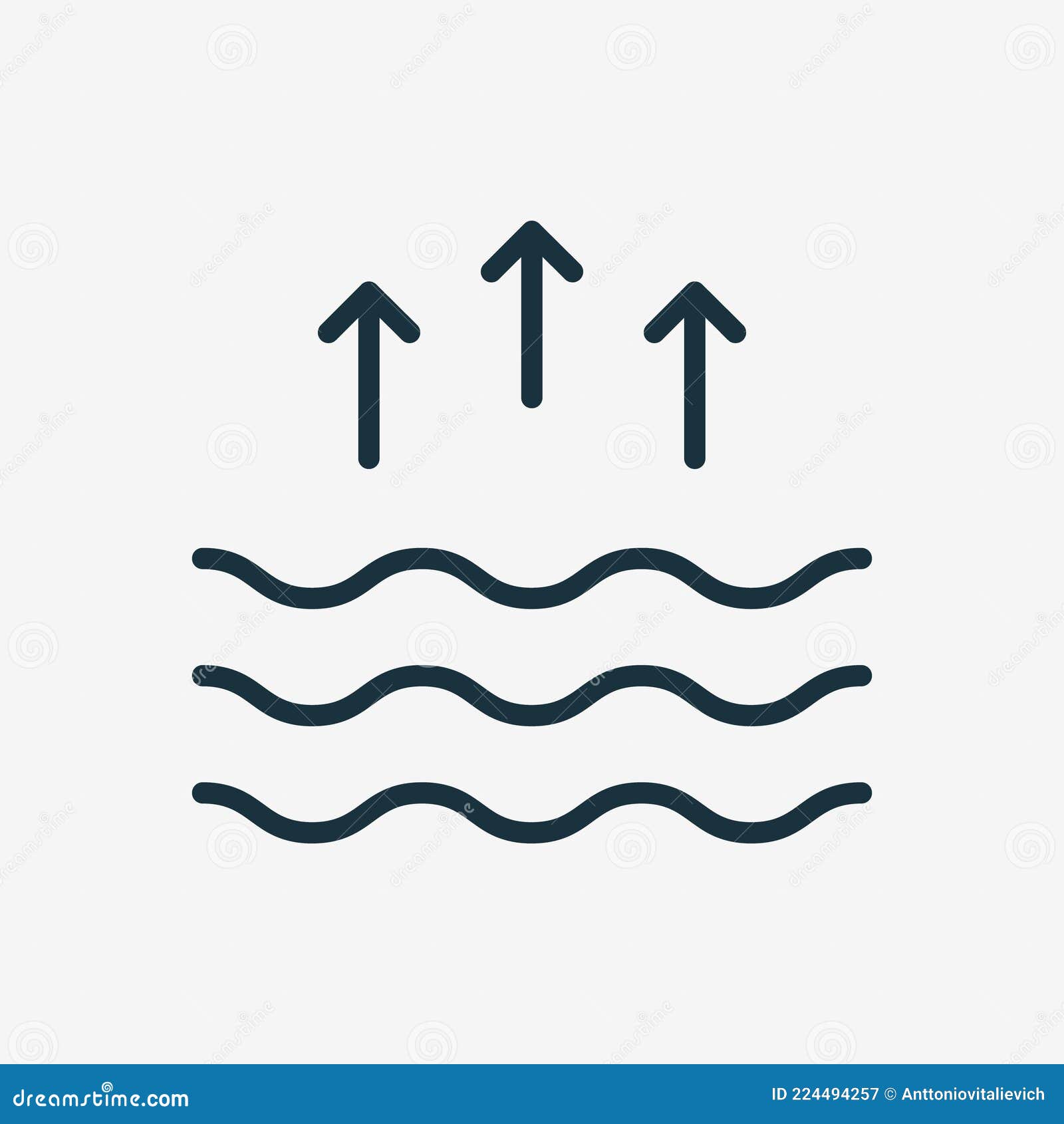 High Tide Linear Icon. Waves on the Sea or Ocean. Editable Stroke Stock ...