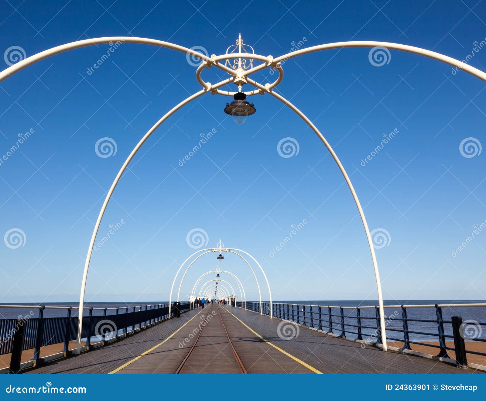 High Tide at Southport Pier in England Stock Image - Image of summer ...