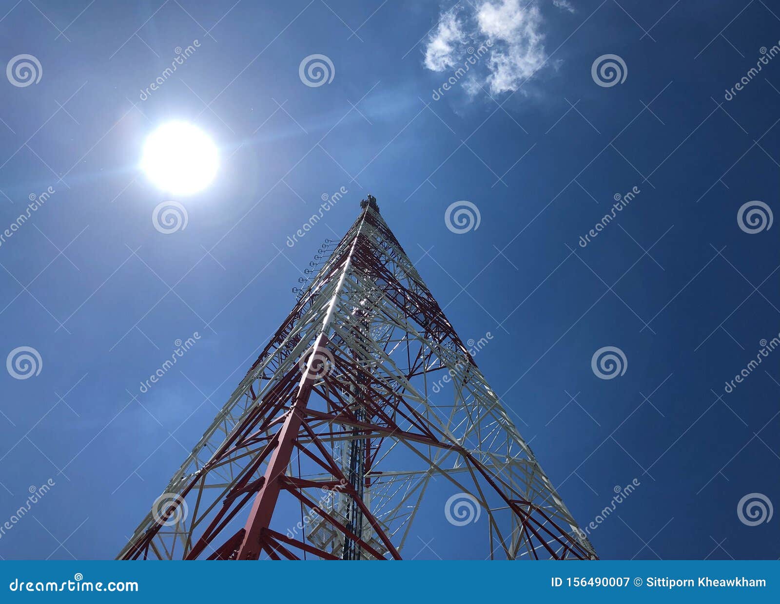 High Tower Red and White Signal Tower Stock Image - Image of cell ...