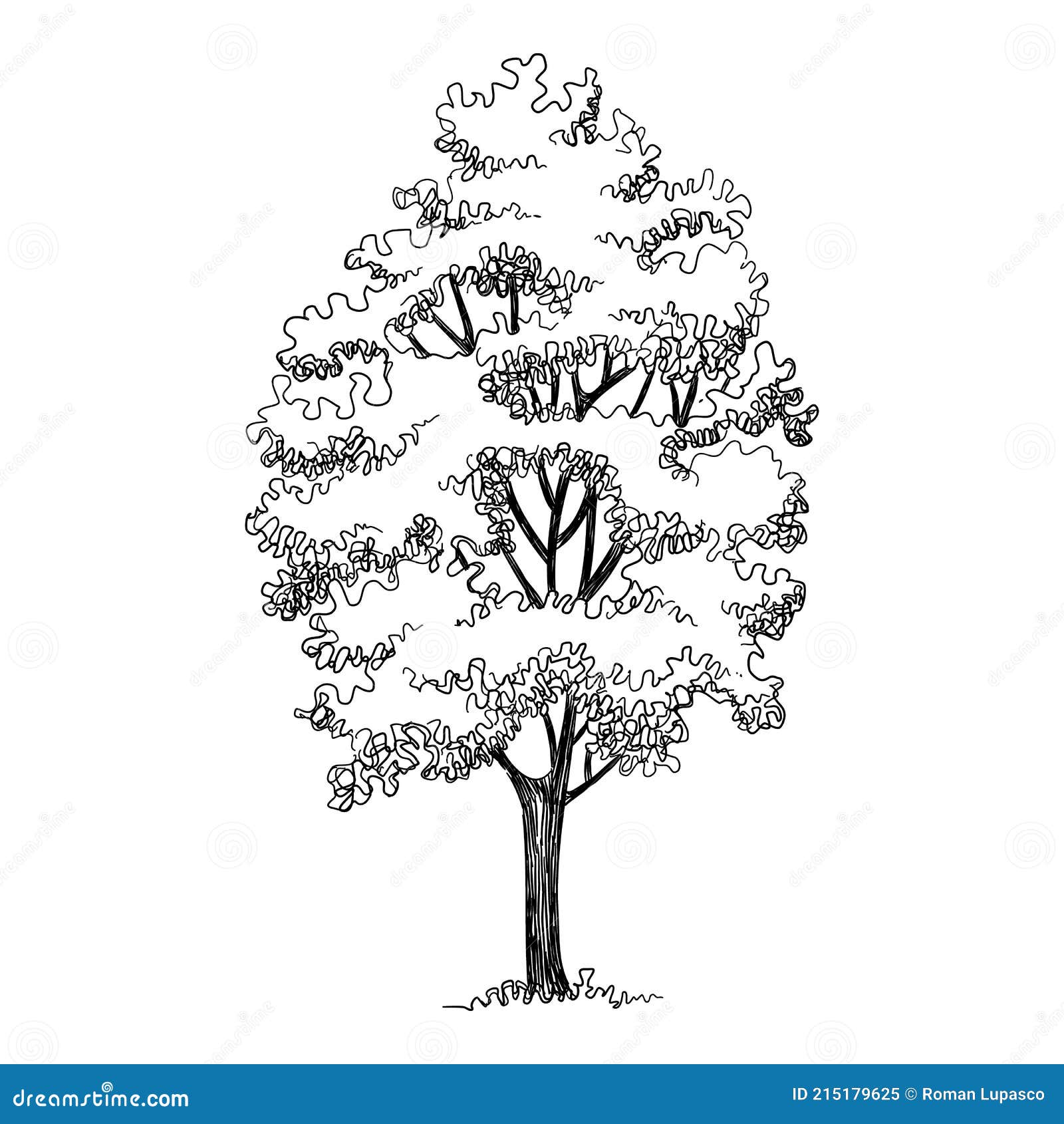 High Tree Icon, Hand Drawn and Outline Style Stock Vector ...