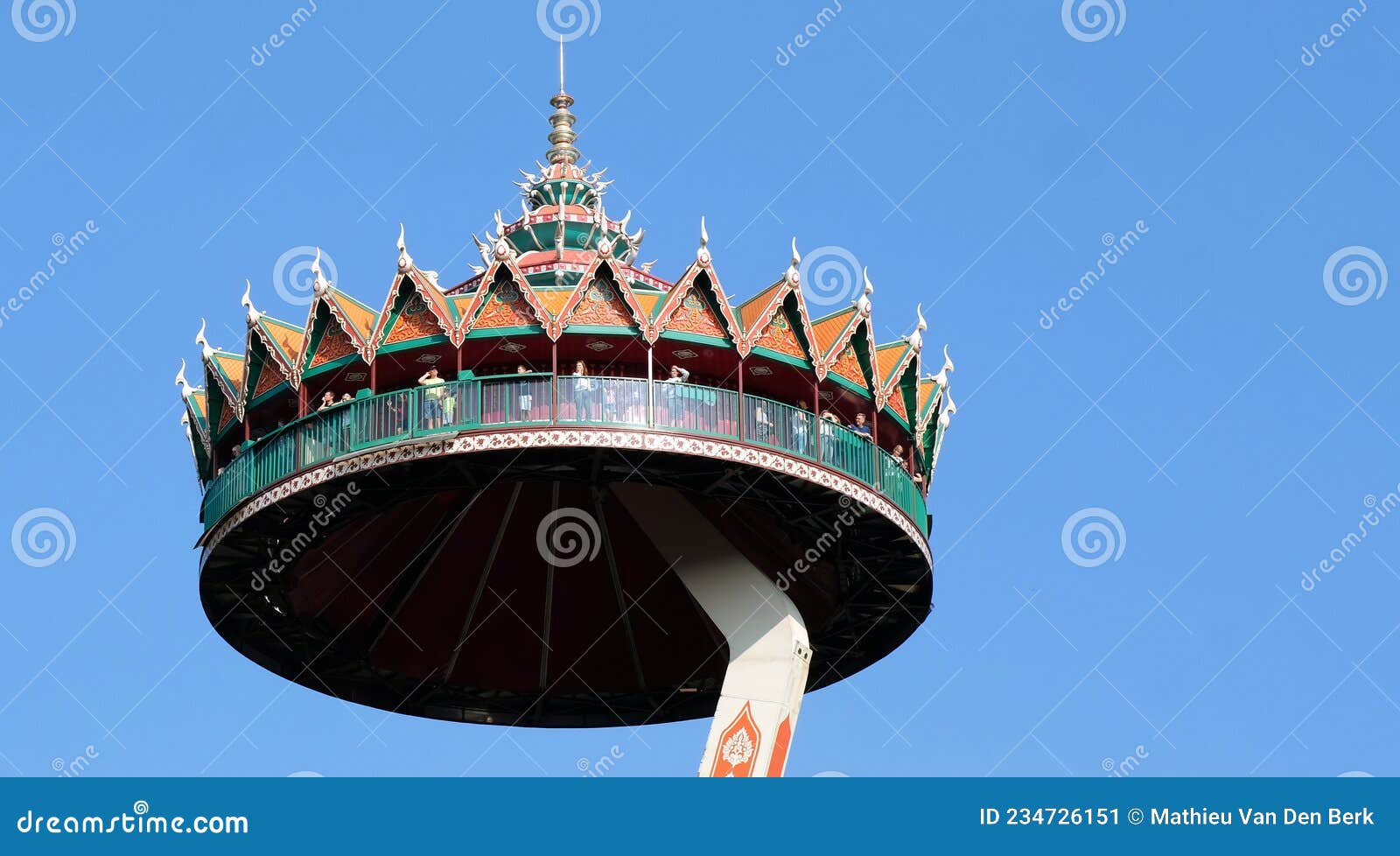 High Turning Pagoda in the Sky at the Efteling Themepark Stock Image ...