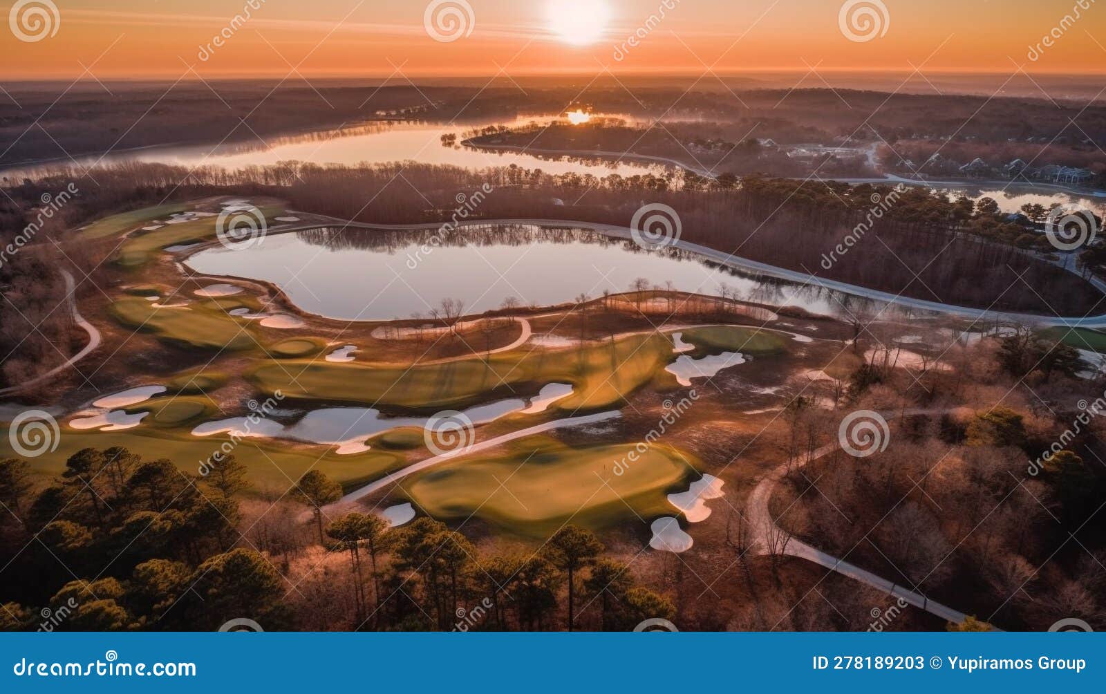 High Up Drone Captures Tranquil Golf Course Generated by AI Stock ...
