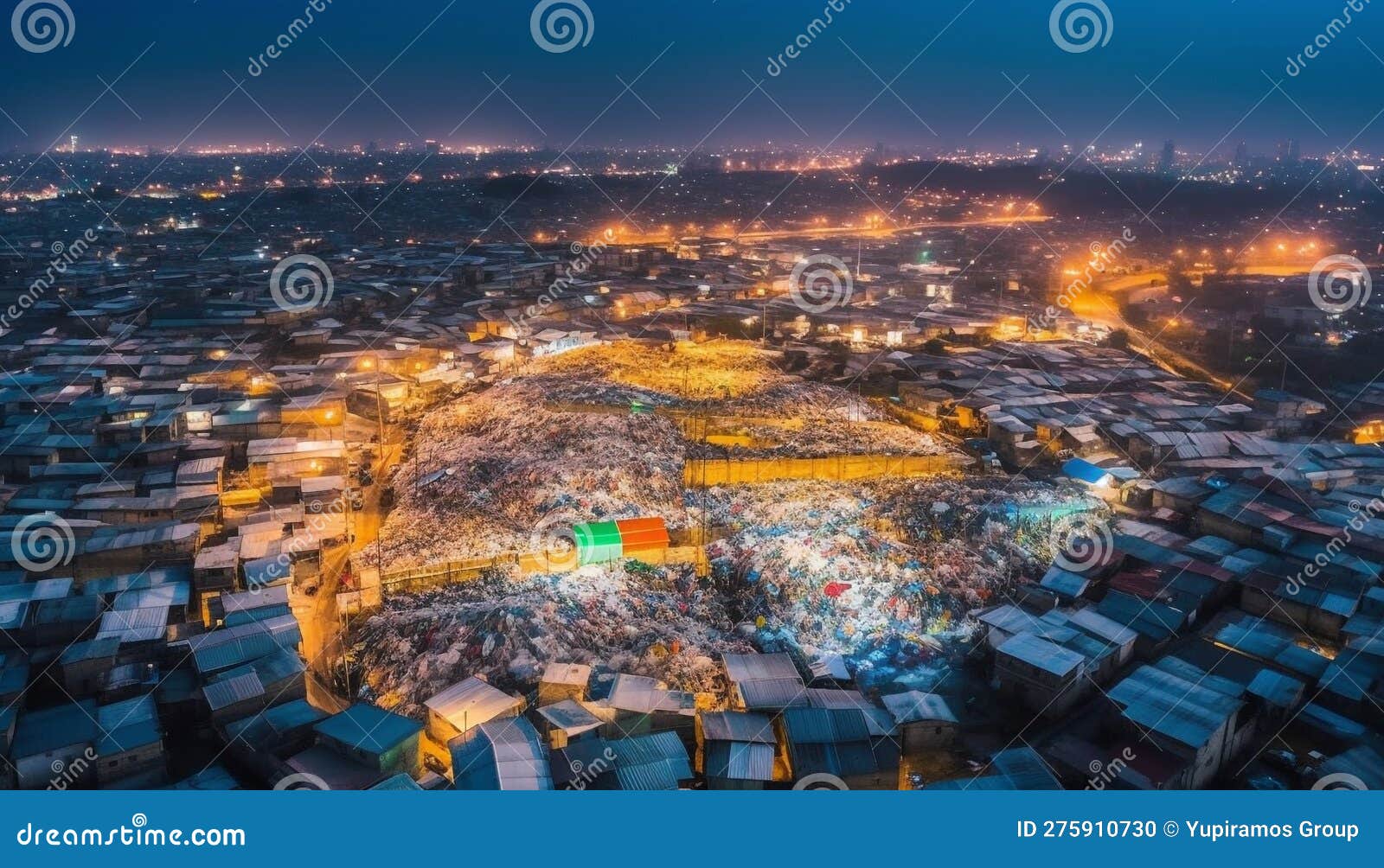 High Up, Panoramic View of Crowded Cityscape Generated by AI Stock ...