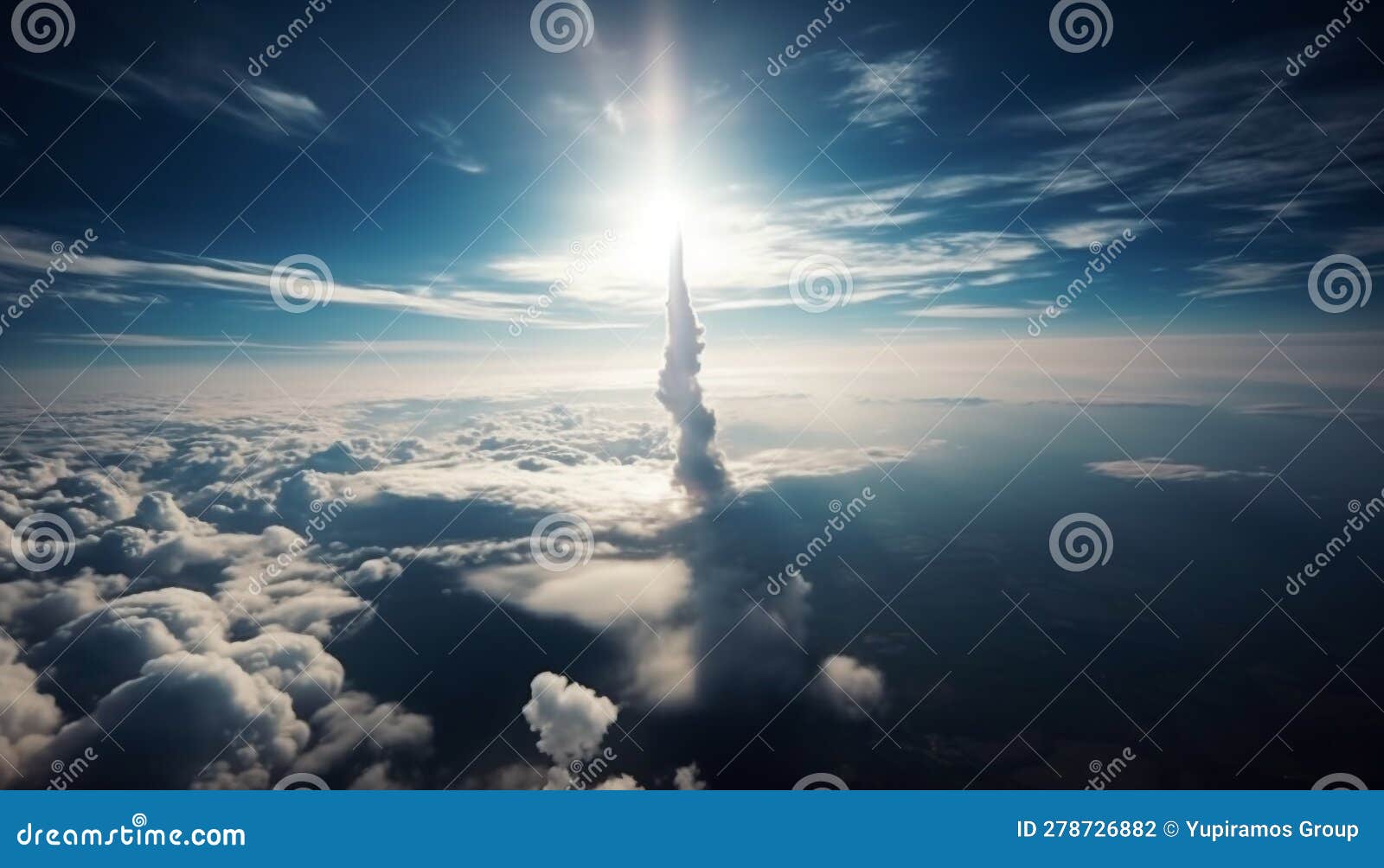 High Up in the Stratosphere, a Plane Flies Above Heaven Generated by AI ...